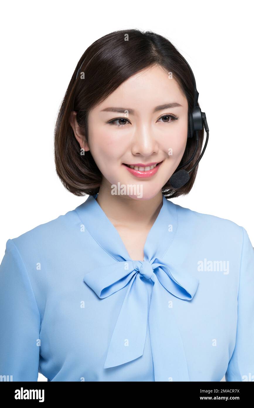 The young woman customer service Stock Photo - Alamy