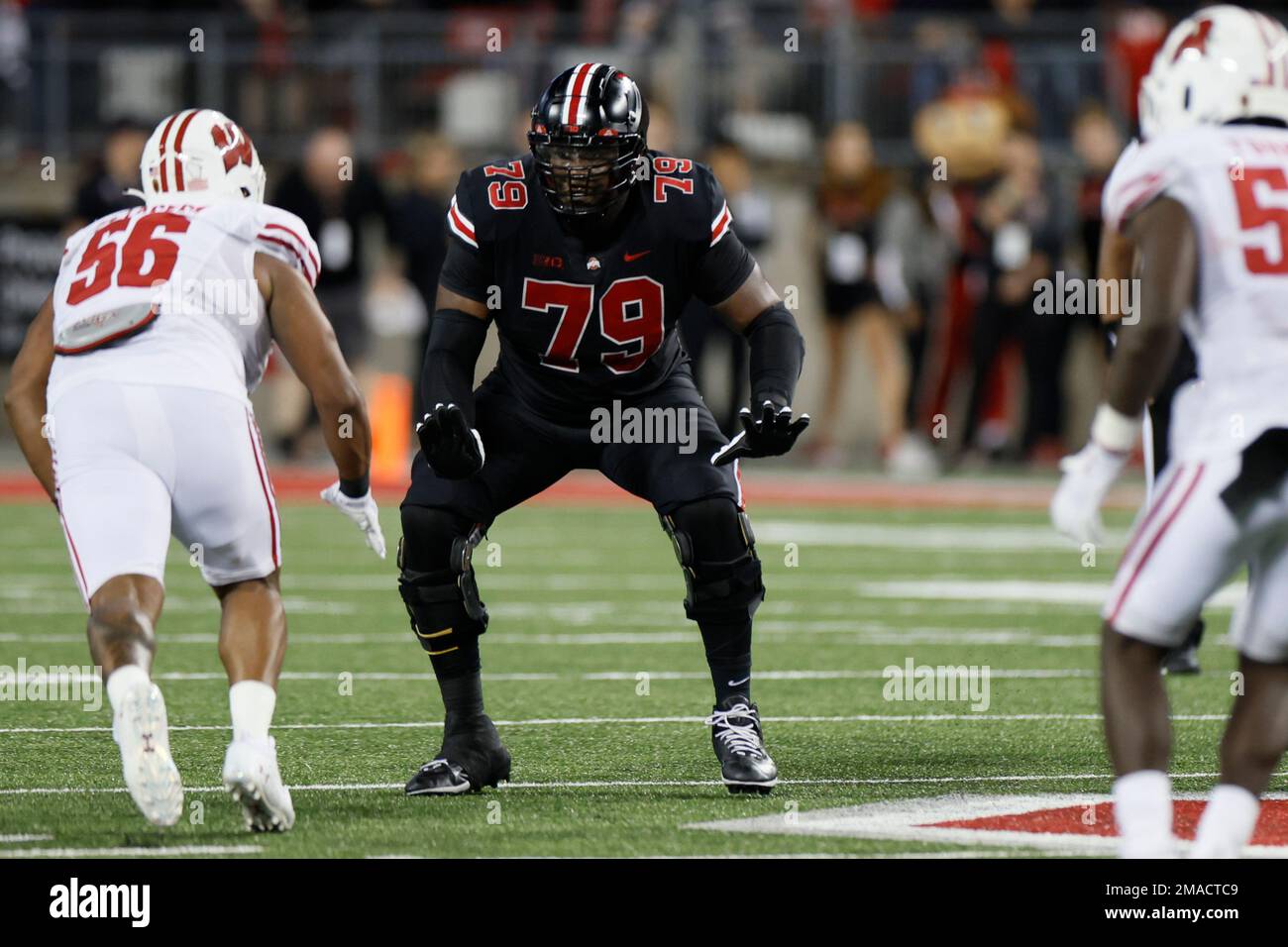 Ohio State offensive lineman Dawand Jones plays against Wisconsin ...