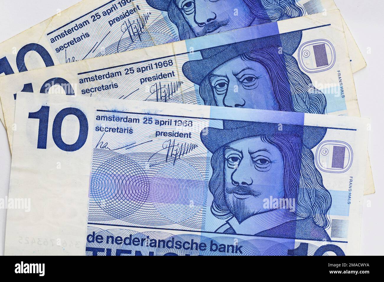 Den Helder, Netherlands. January 2023. An old Dutch banknote of 10 ...