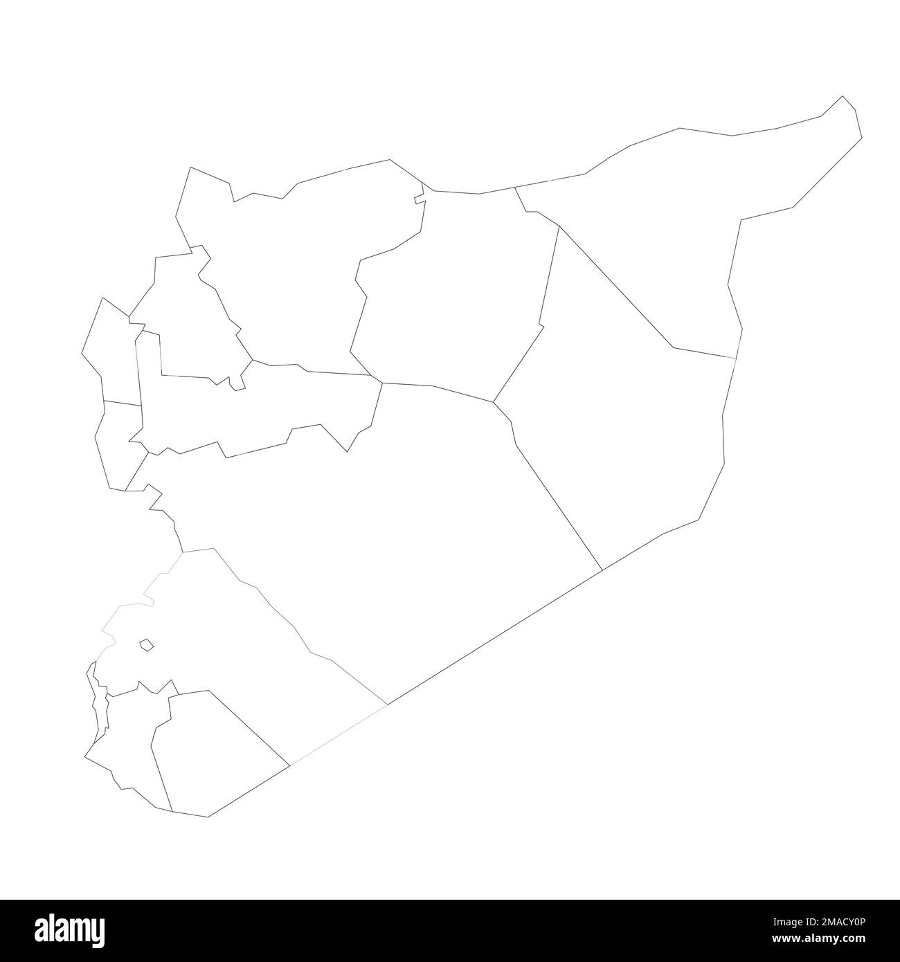 Syria political map of administrative divisions - governorates. Blank ...