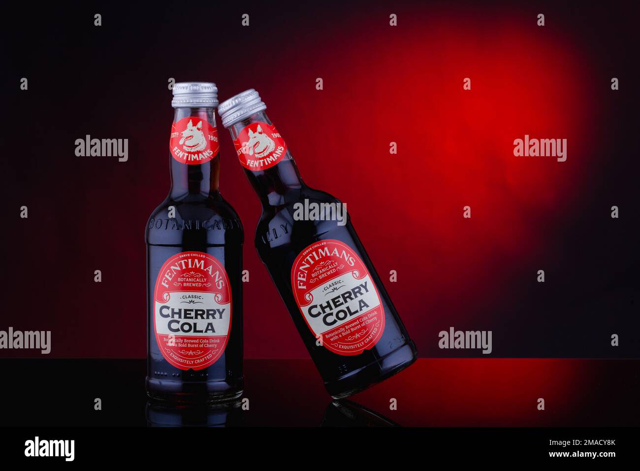 Prague,Czech Republic-8, January 2023: Two glass of Fentimans Cherry ...