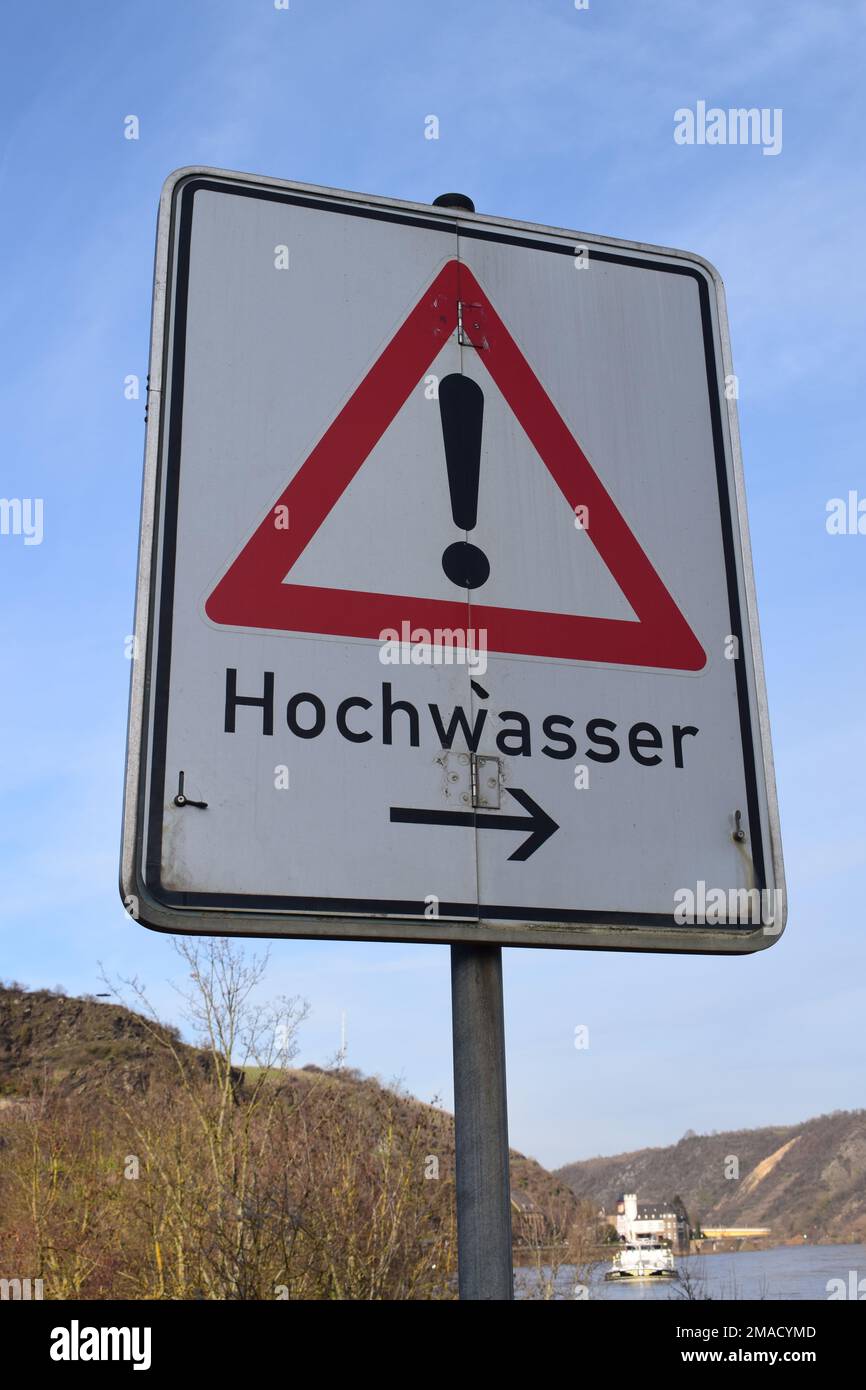 flood warning sign Stock Photo - Alamy