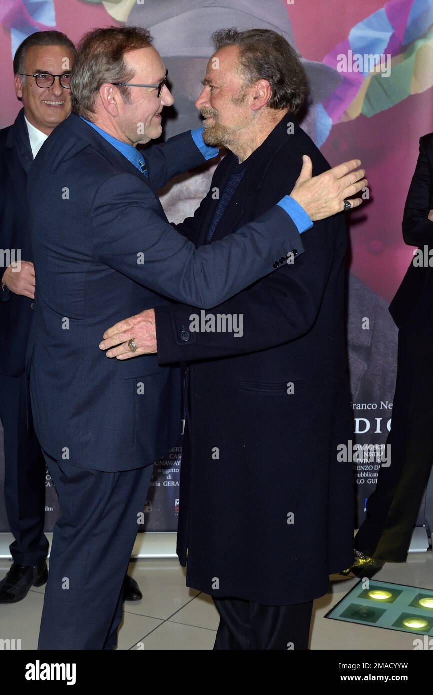 Rome, Italy. 18th Jan, 2023. Kevin Spacey and Franco Nero attends the photocall for "L'Uomo Che ...