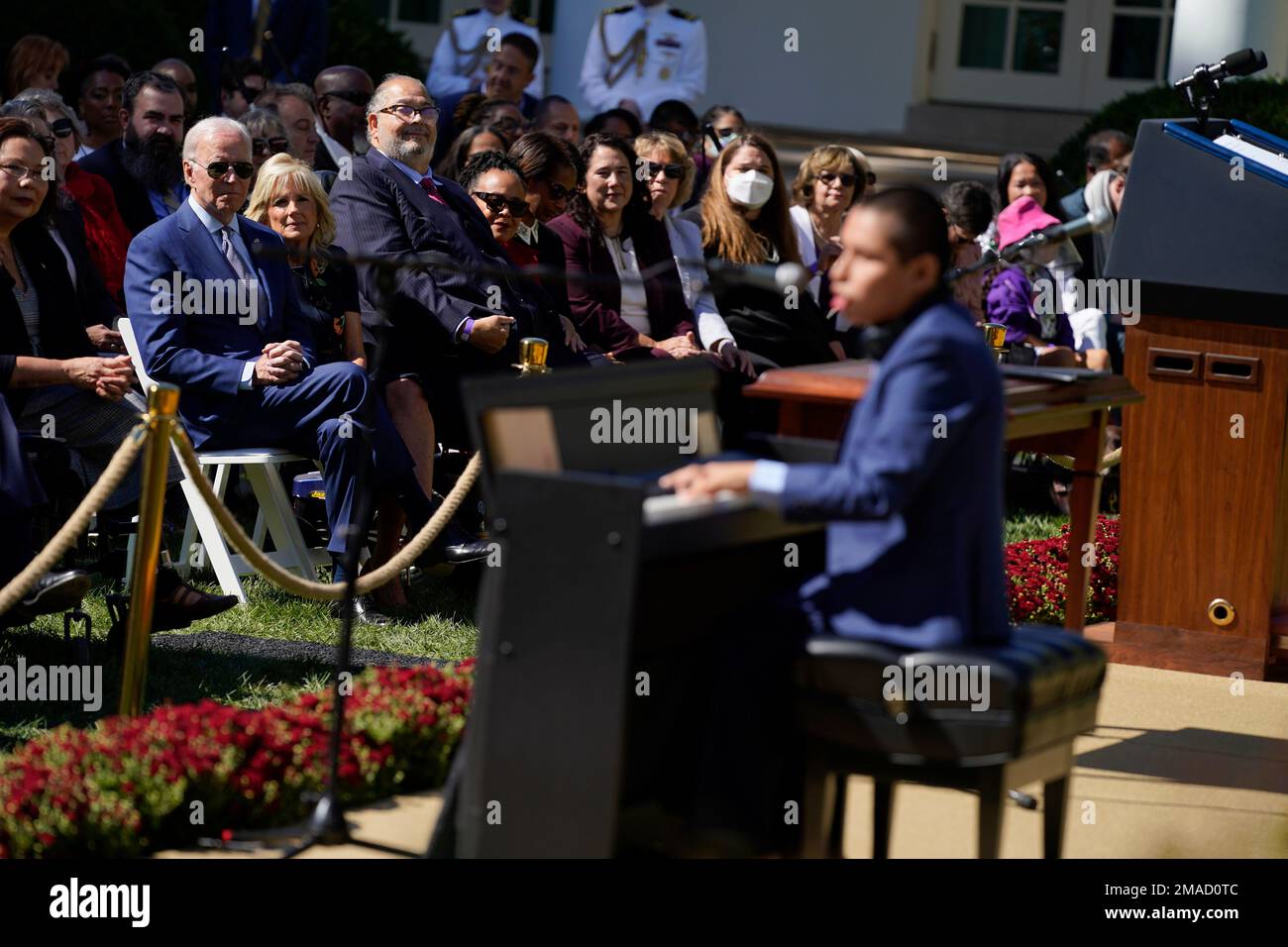 President Joe Biden and first lady Jill Biden listen as Jose Andre ...