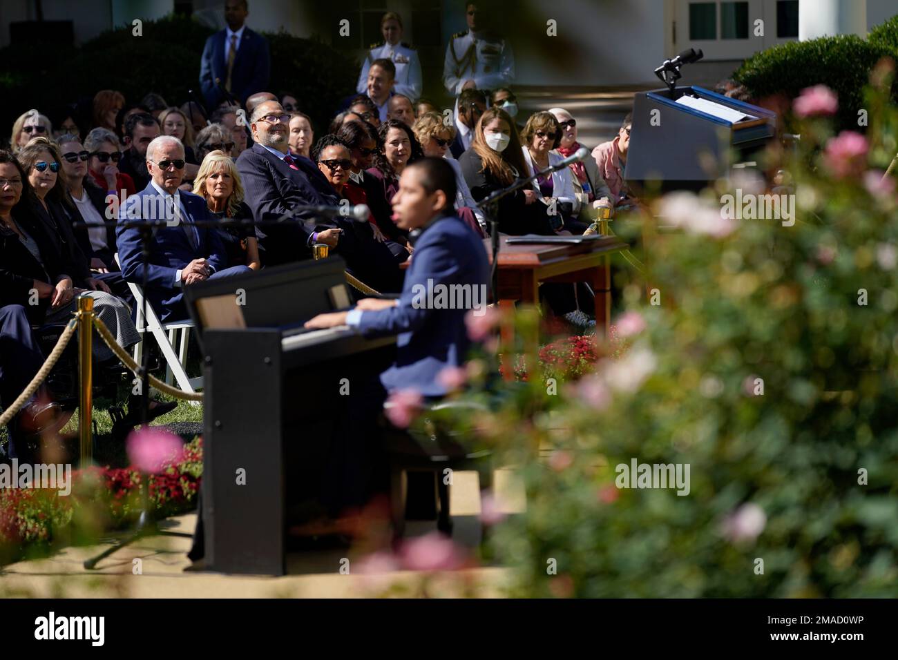 President Joe Biden and first lady Jill Biden listen as Jose Andre ...