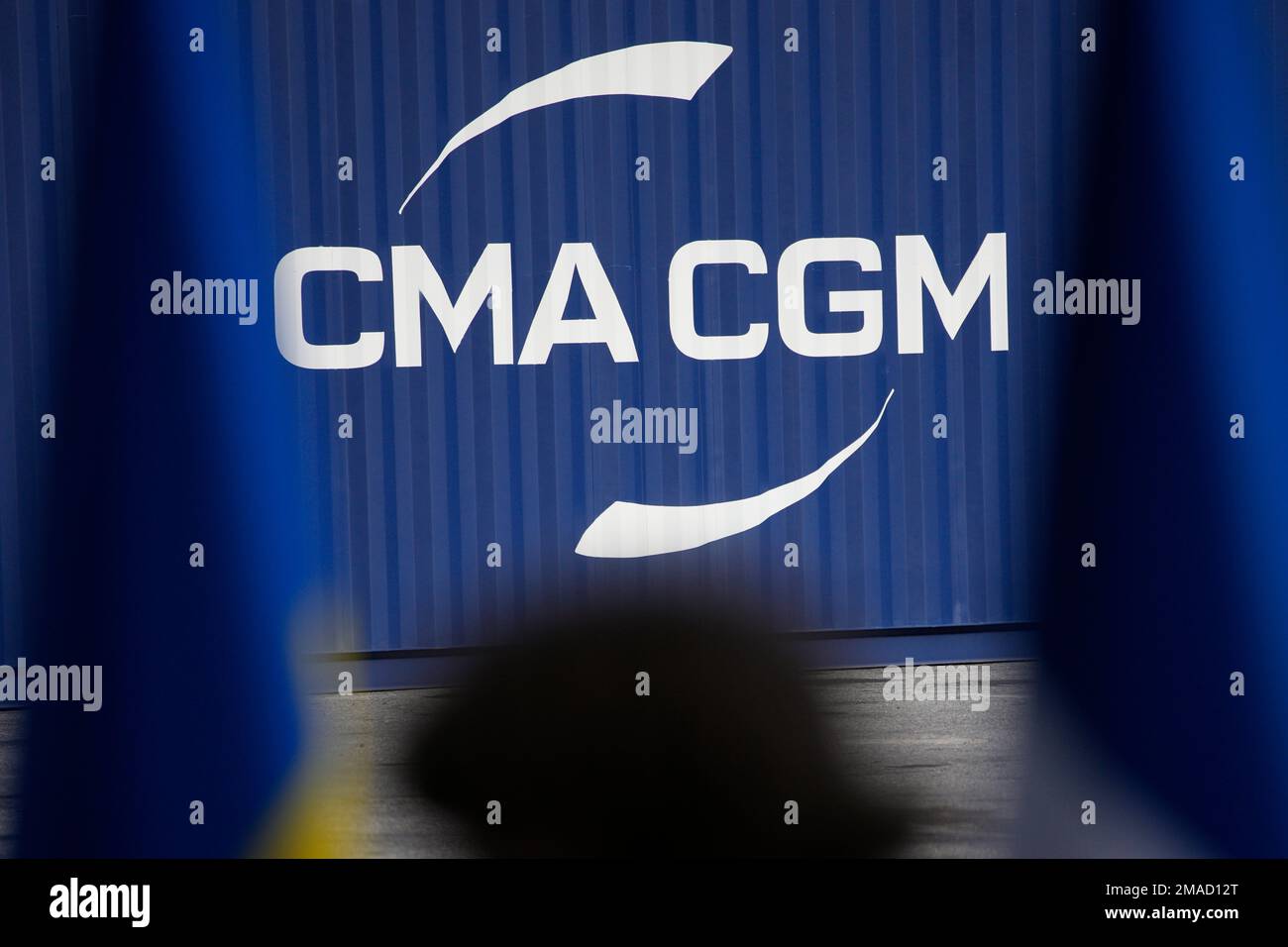 The logo of the shipping company CMA CGM is pictured Wednesday, Sept ...