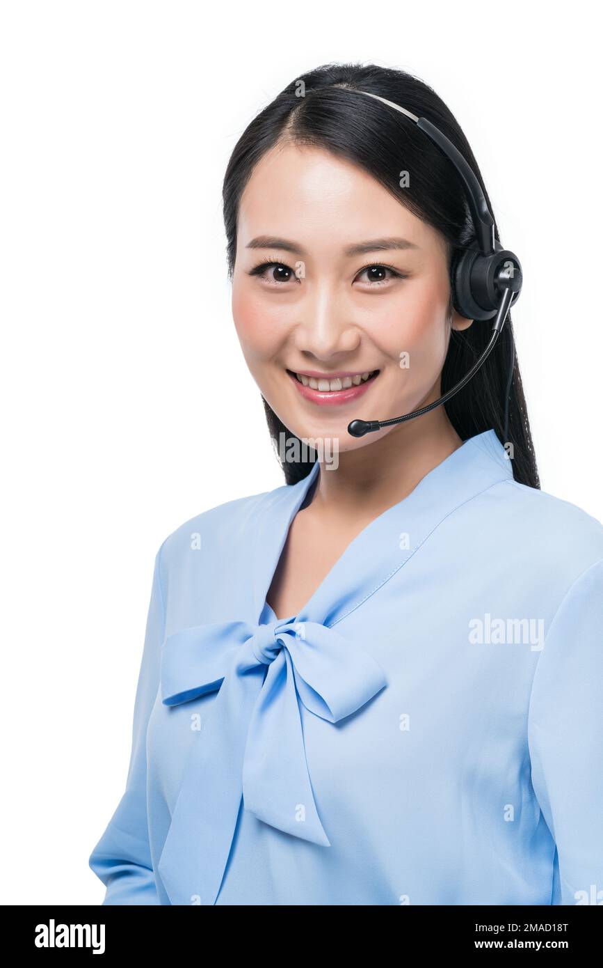 The young woman customer service Stock Photo - Alamy