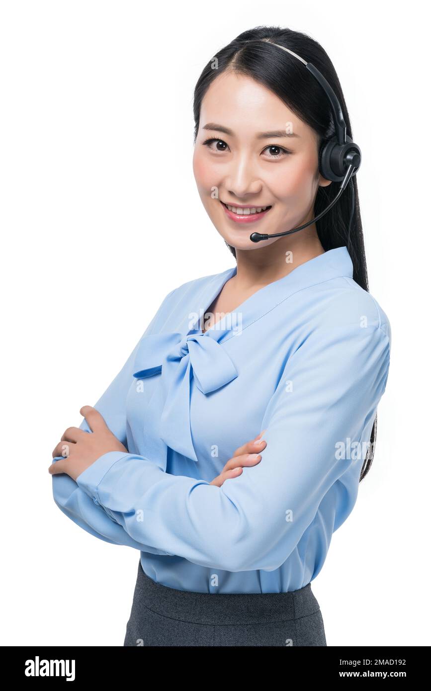 The young woman customer service Stock Photo - Alamy