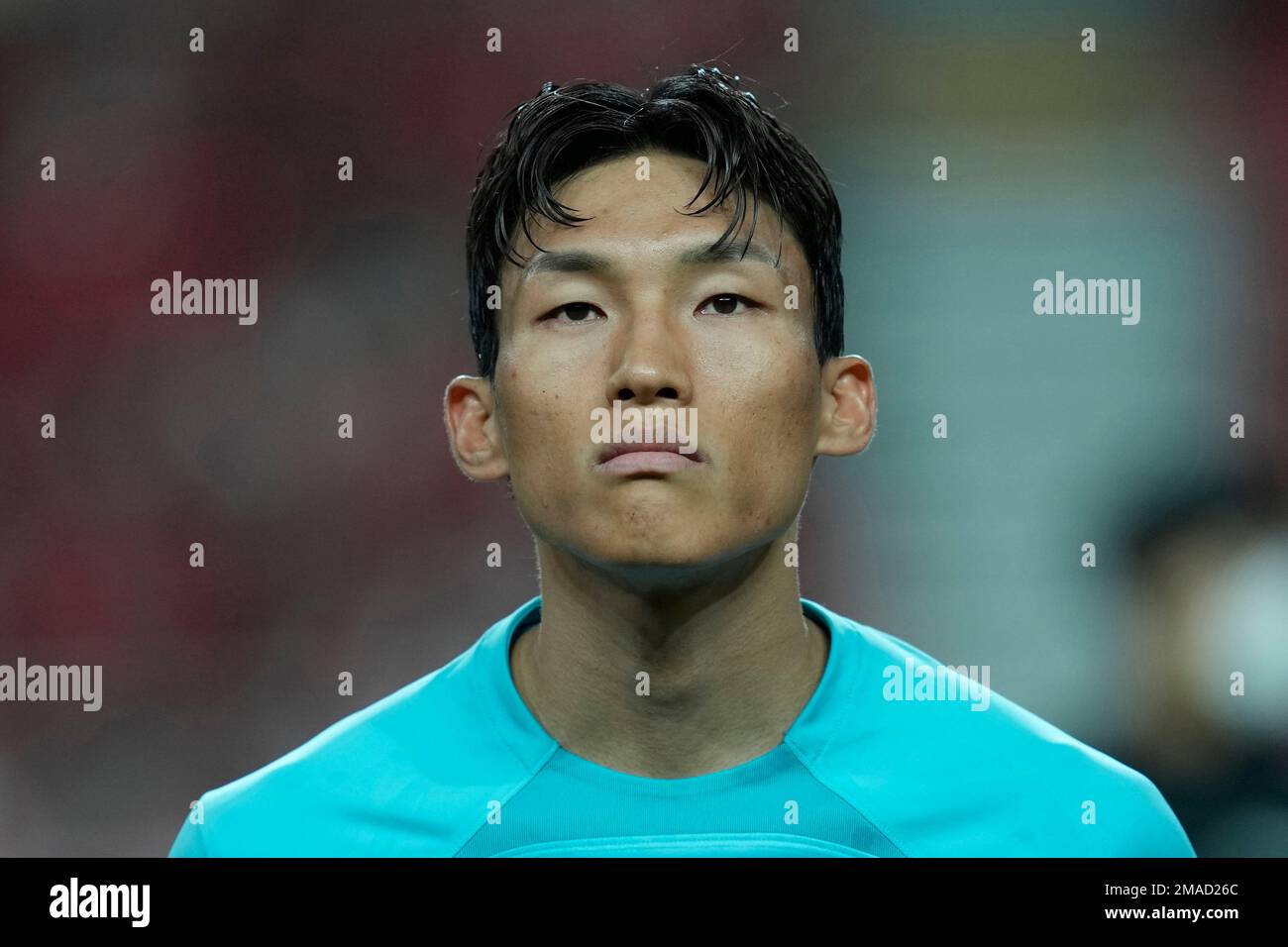 South Korea's goalkeeper Kim Seung-gyu stands prior to the start of the ...