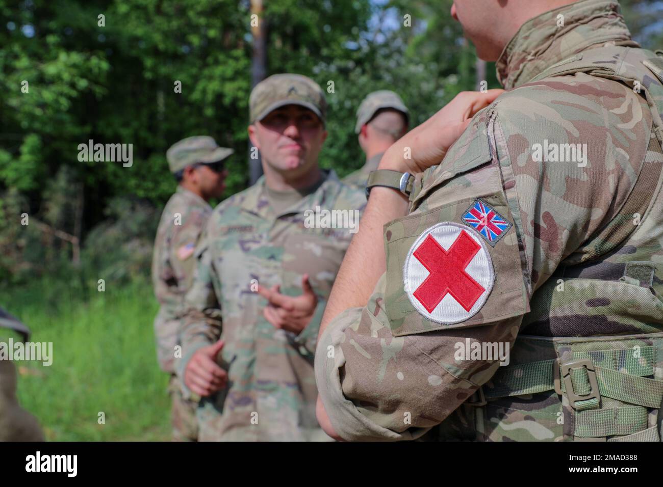 A British soldier assigned to the 1st Armoured Medical Regiment, Royal ...