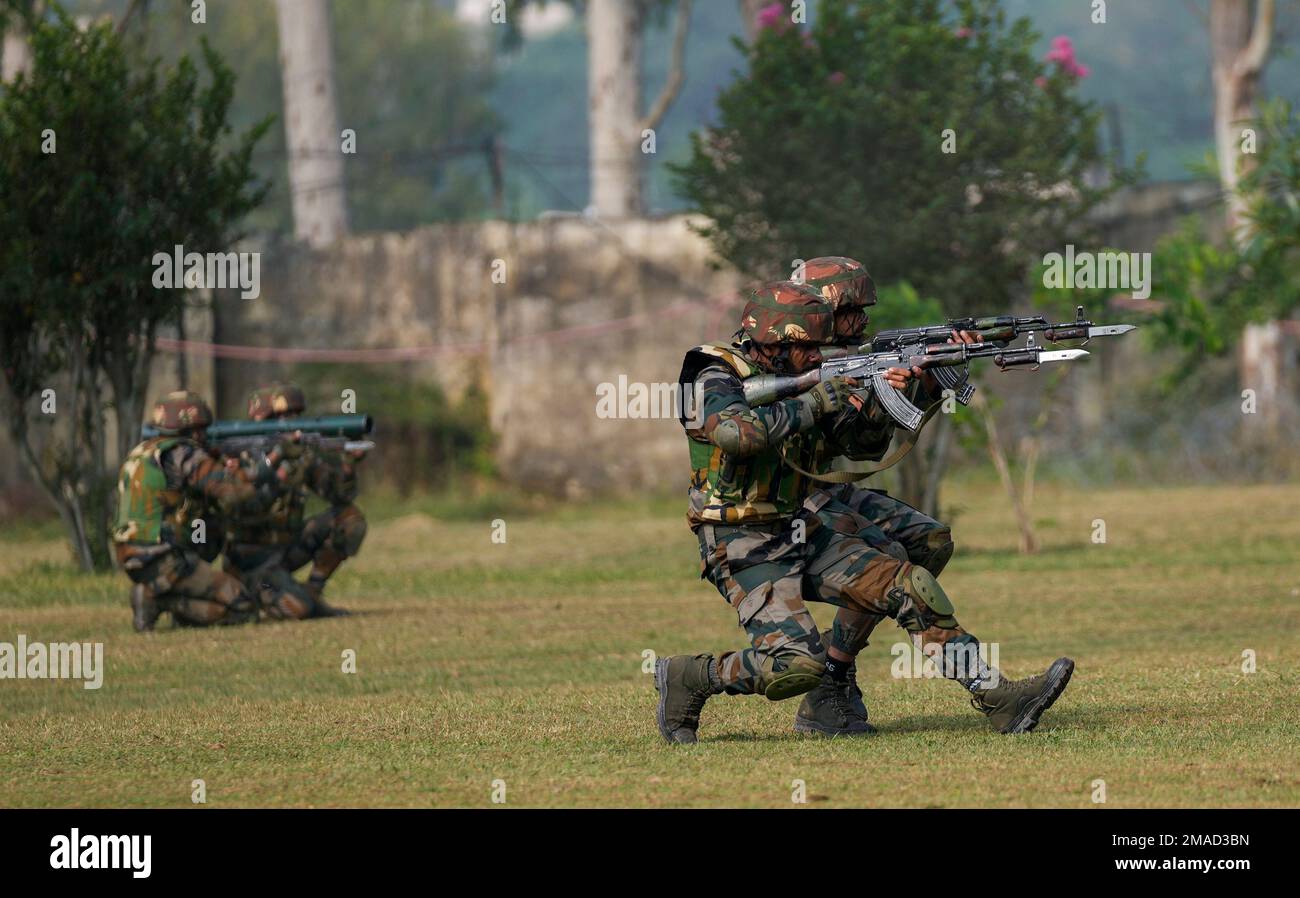 Indian Army soldiers demonstrate a combat operation during a "Know Your ...
