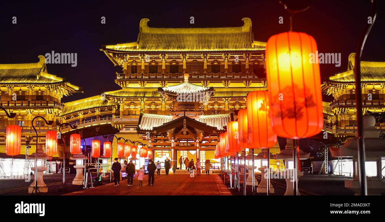 Luoyang, China's Henan Province. 18th Jan, 2023. People enjoy lanterns ...
