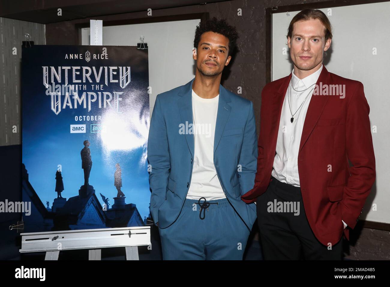 Actors Jacob Anderson, left, and Sam Reid, right, attend the premiere ...