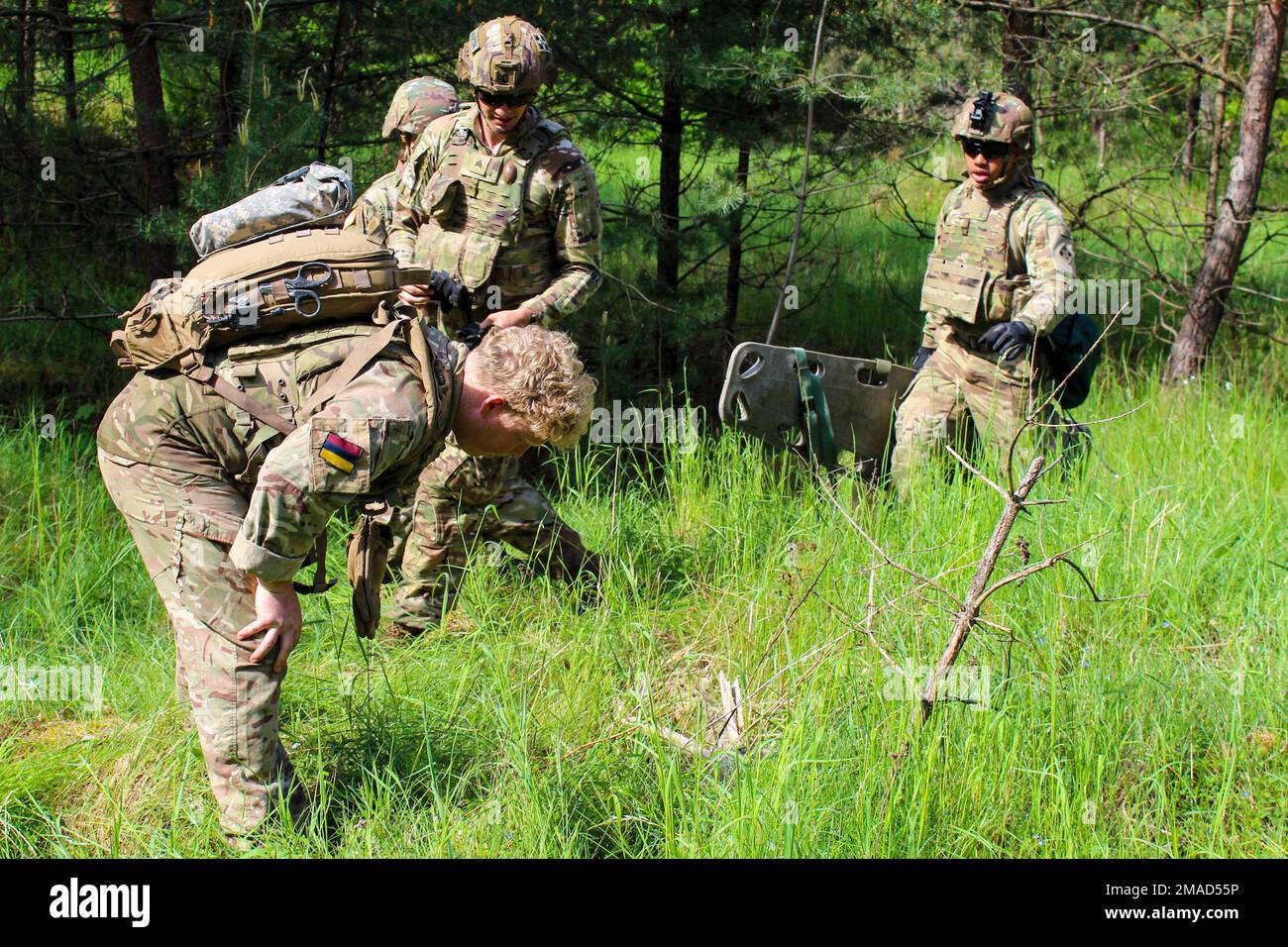 A British soldier assigned to Royal Army Medical Corps finds a casualty ...