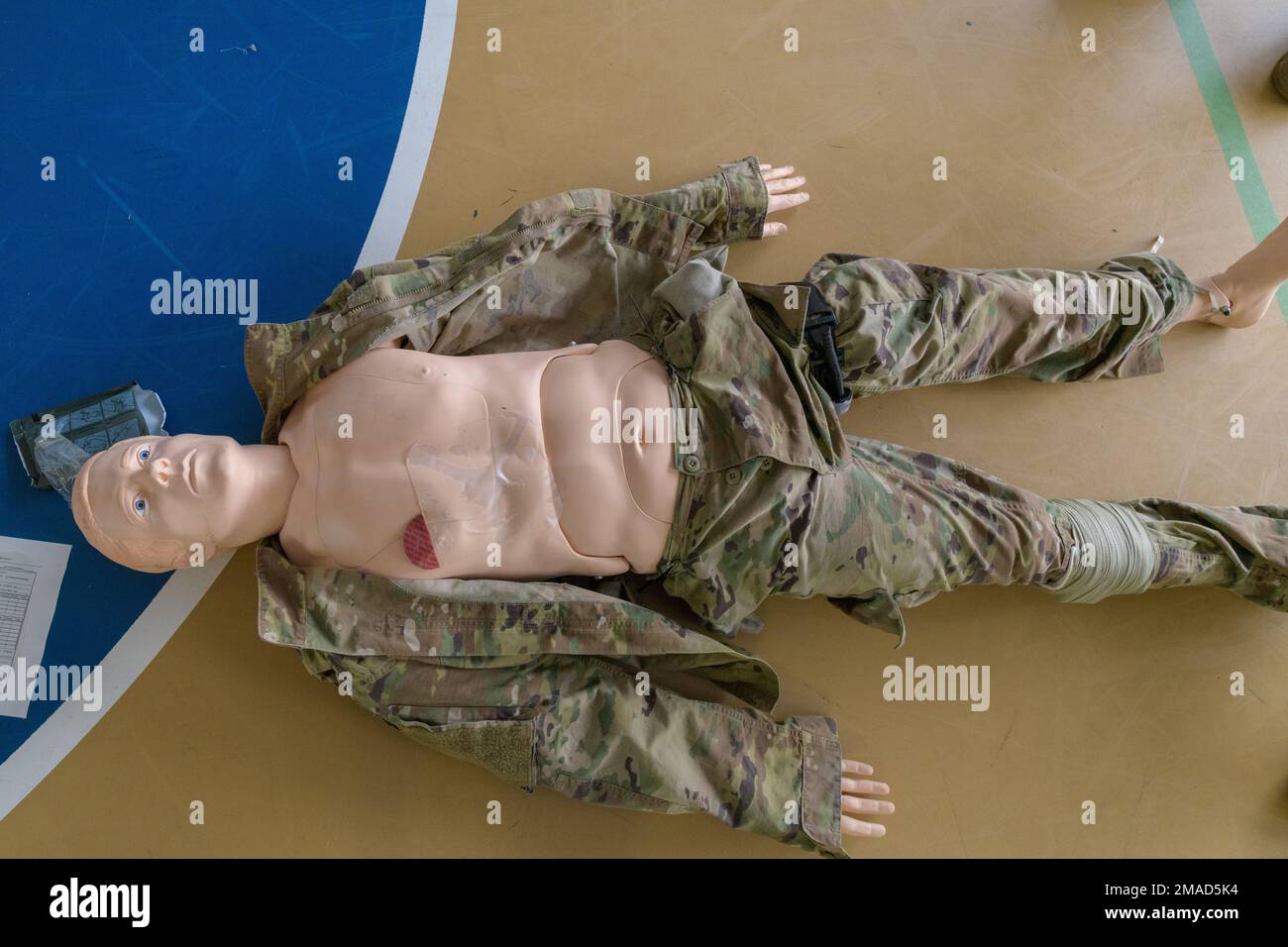A training mannequin lays on the floor as U.S. Soldiers assigned to U.S ...