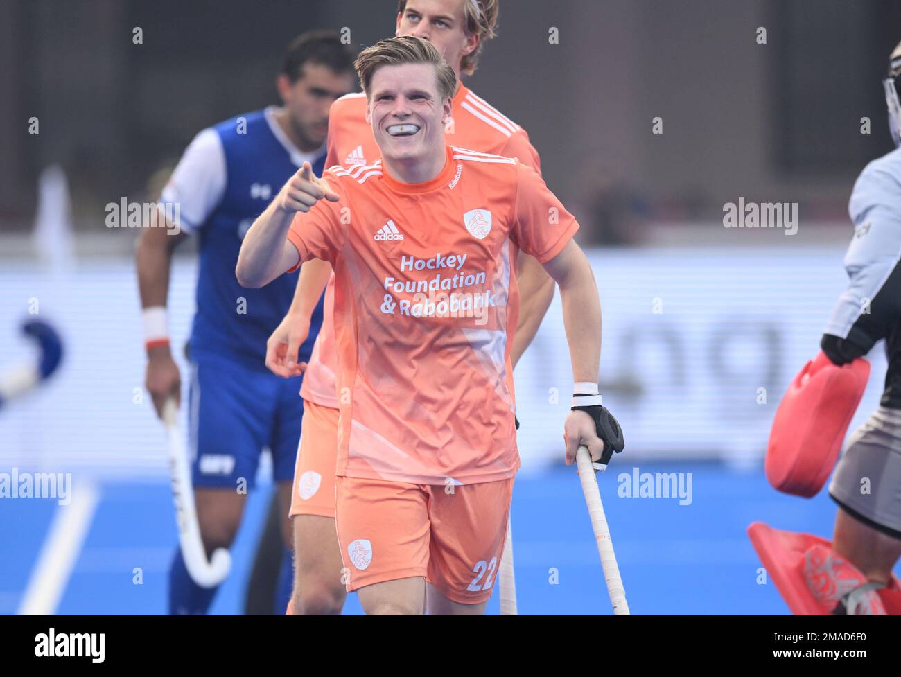 BHUBANESWAR, INDIA - JANUARY 19: Koen Bijen of the Netherlands reacts ...
