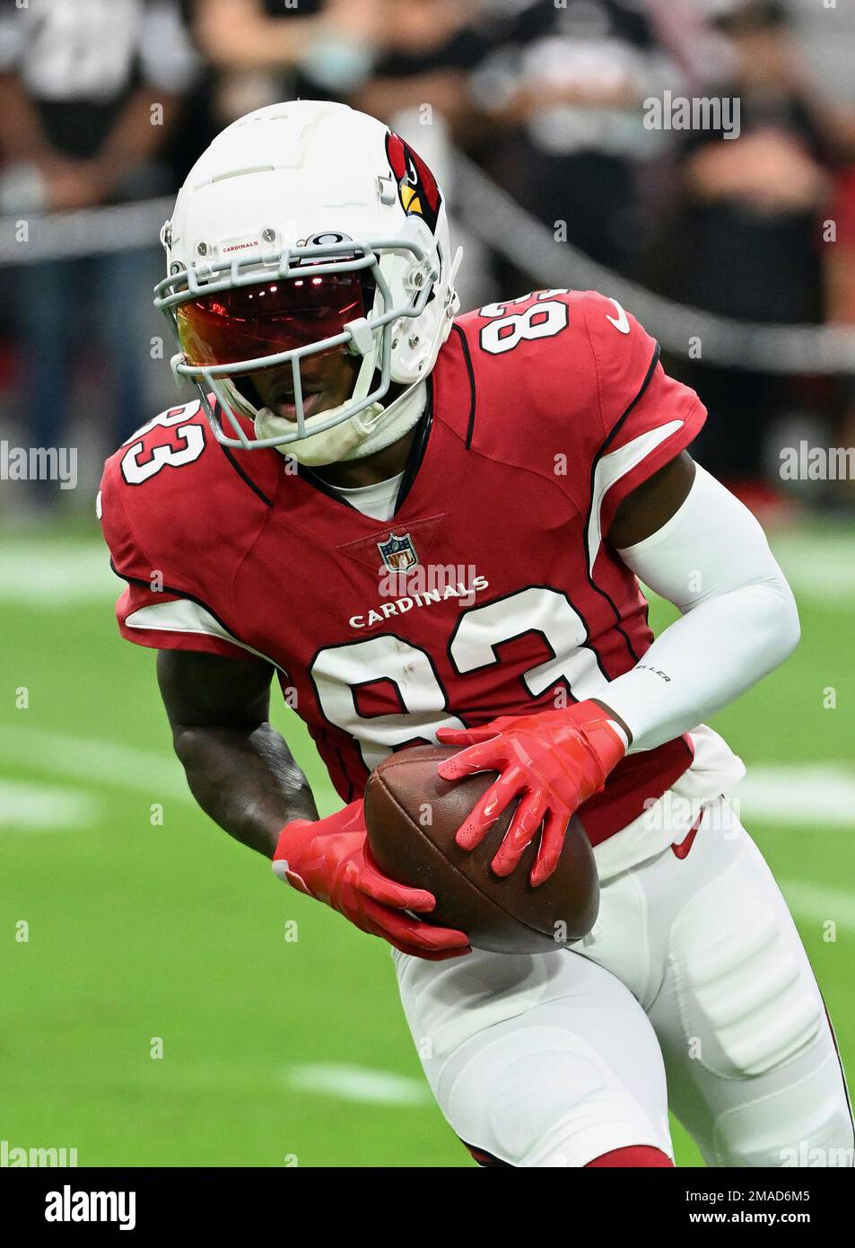 Arizona Cardinals wide receiver Greg Dortch (83) works out on the field ...