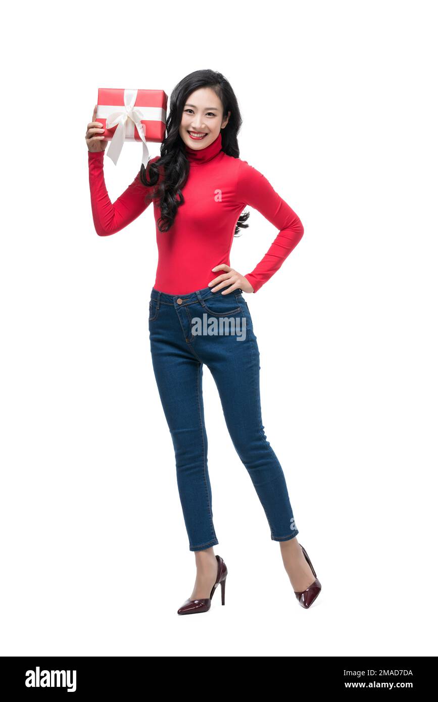 Woman in red hands Cut Out Stock Images & Pictures - Alamy