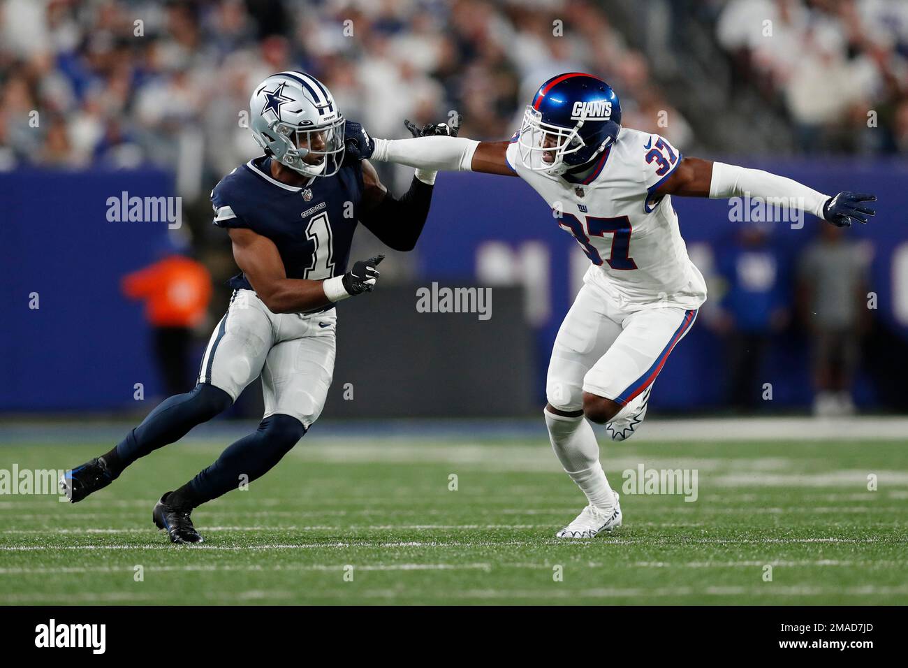 Dallas Cowboys cornerback Kelvin Joseph (1) attempts to run past New ...