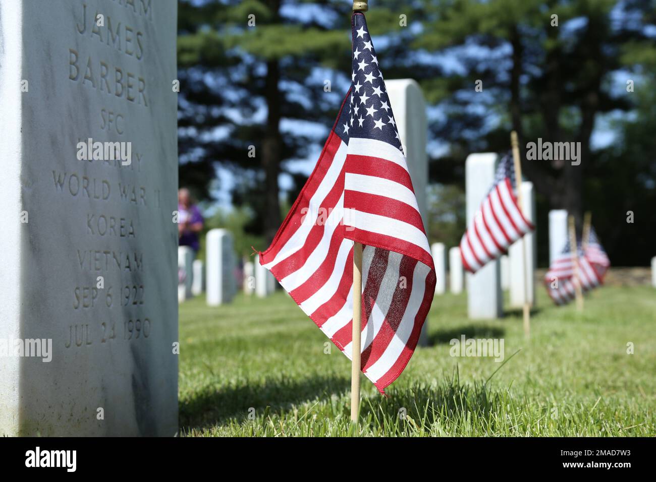 Flags adorn graves of fallen Veterans at Memorial Day ceremony Stock ...