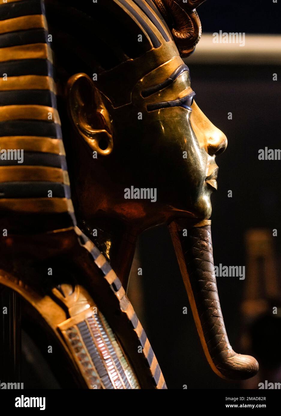 The golden mask of King Tutankhamun is seen on display at the Egyptian ...