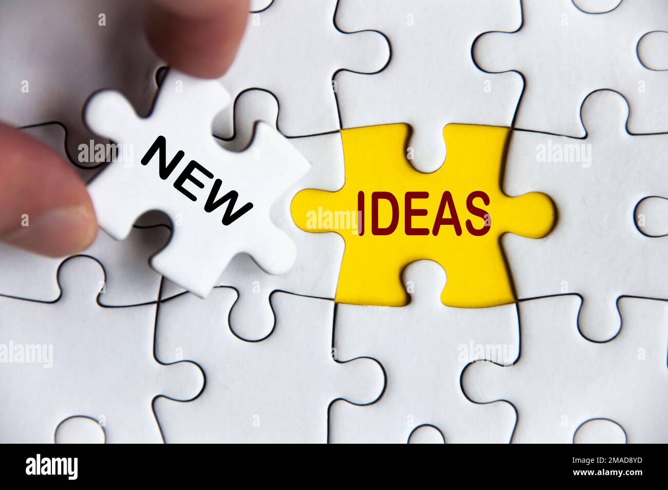 New ideas text on missing jigsaw puzzle. Business idea concept Stock ...
