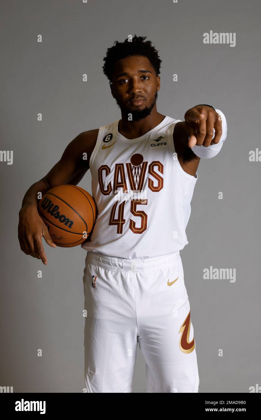 Cleveland Cavaliers guard Donovan Mitchell poses for a portrait during ...