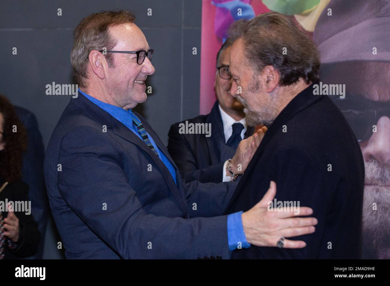 American actor Kevin Spacey and Franco Nero attend the premiere of the film "L'uomo che disegnò ...