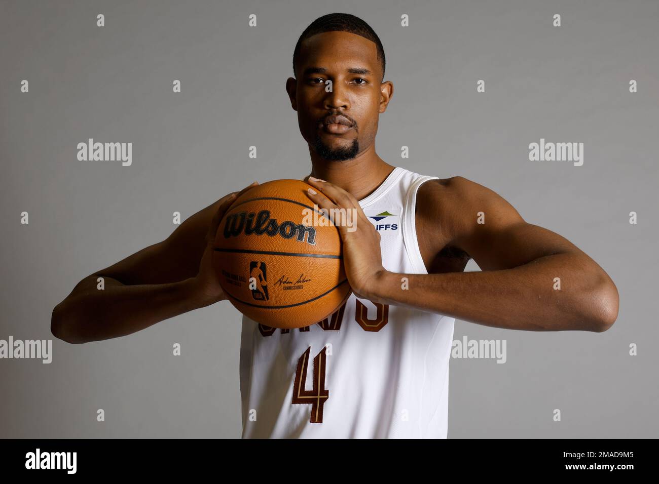 Cleveland Cavaliers center Evan Mobley poses for a portrait during the ...