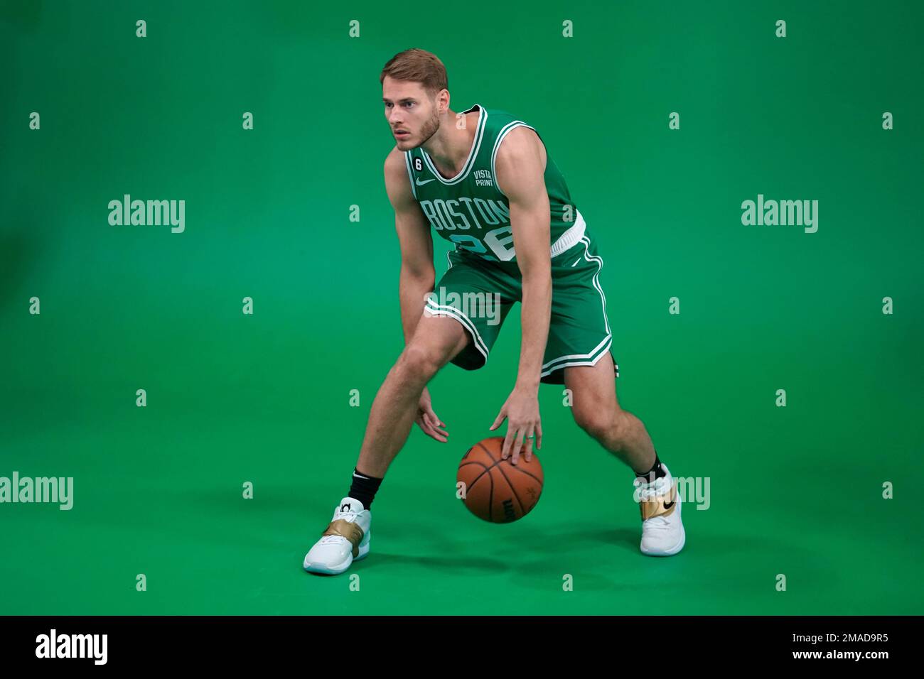 Boston Celtics forward Jake Layman poses for a photo during Boston ...