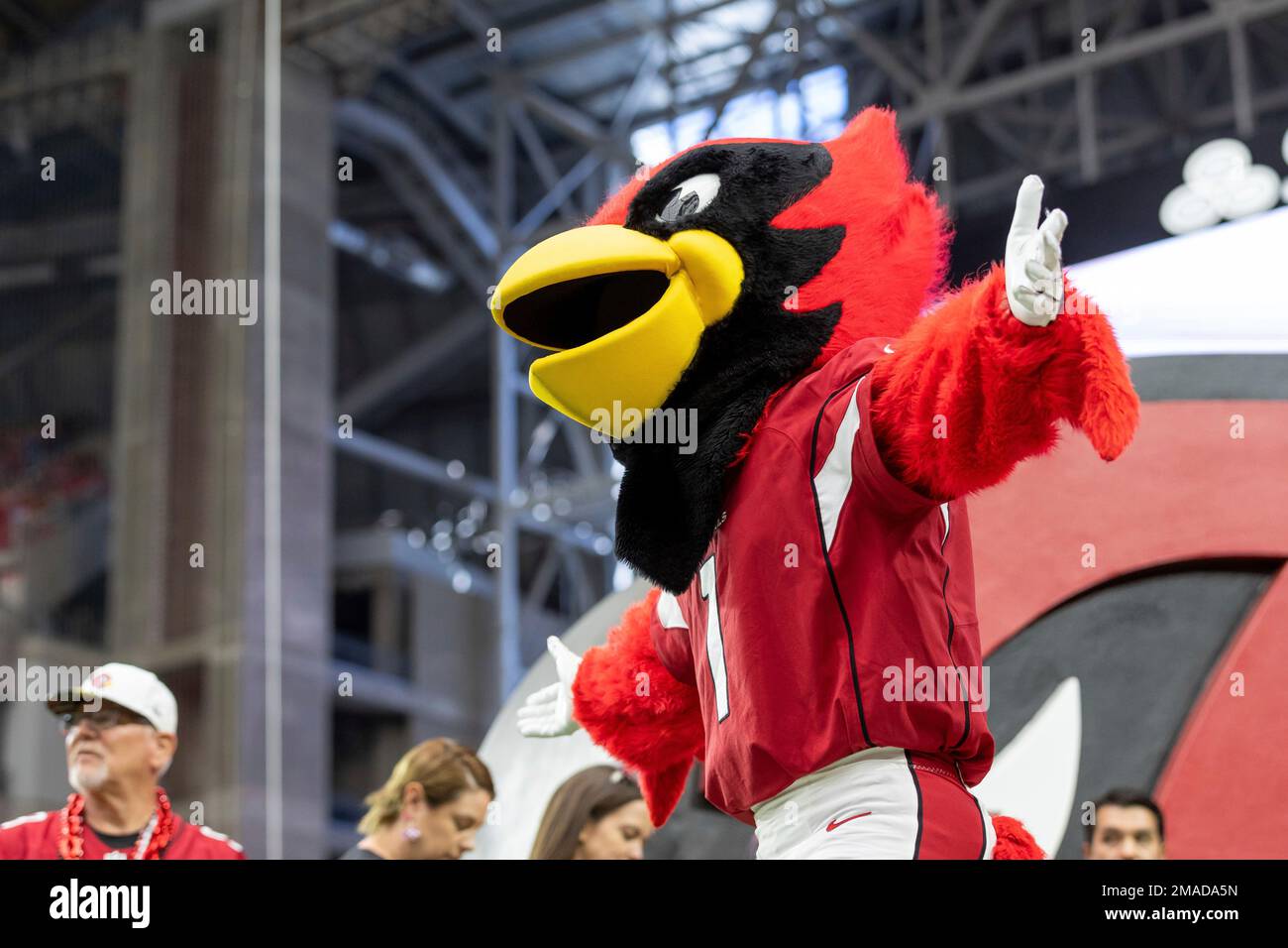 Mascot Big Red of the Arizona Cardinals enters the field during player ...