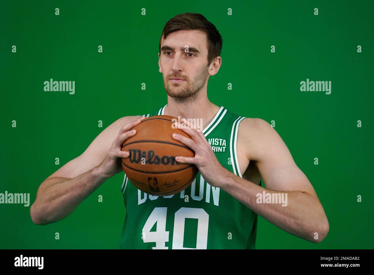 Boston Celtics forward Luke Kornet poses for a photo during Boston ...