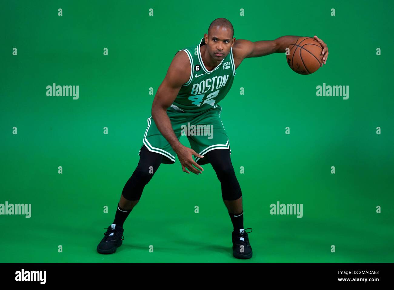 Boston Celtics center Al Horford poses for a photo during the Boston ...