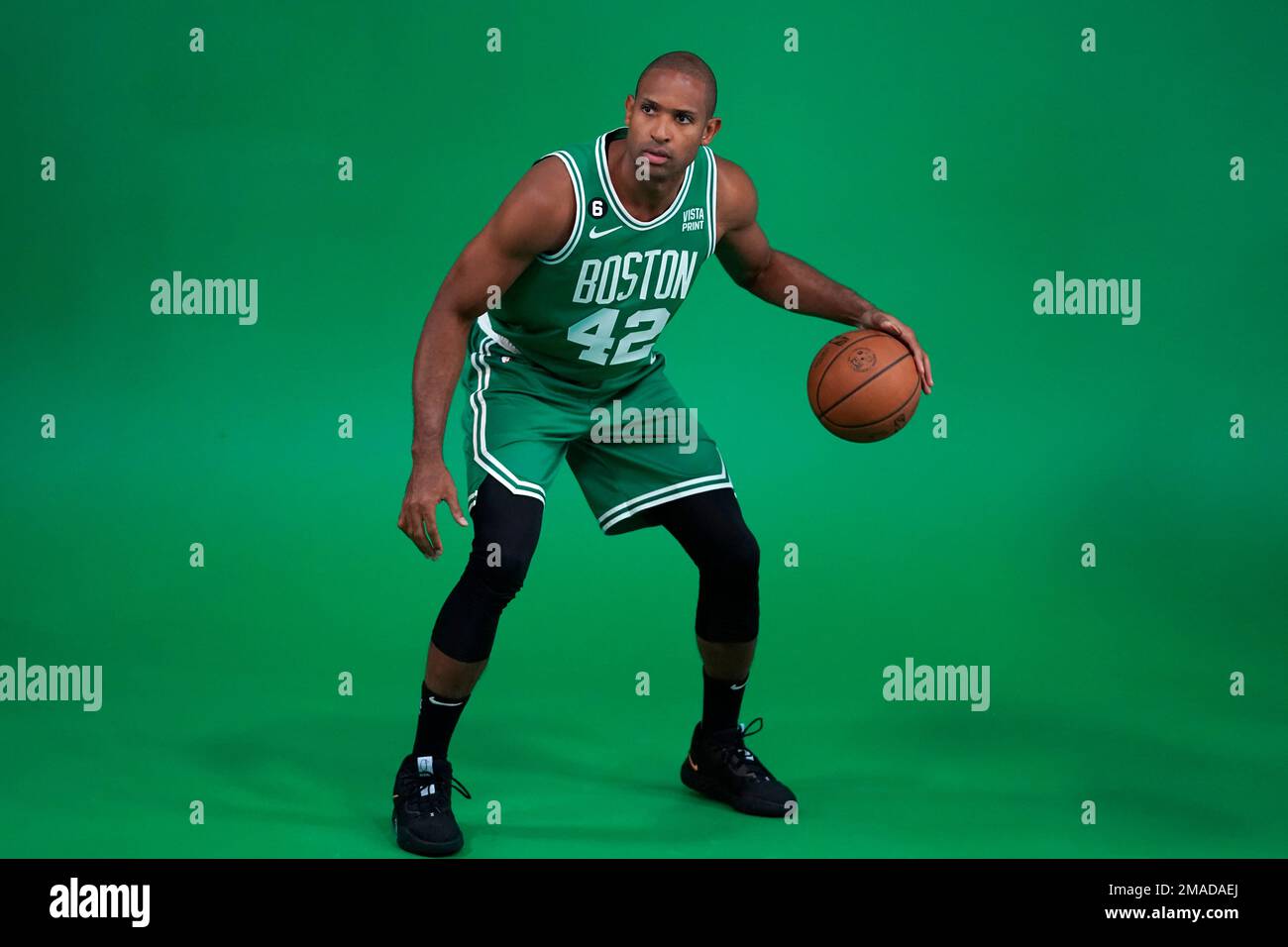 Boston Celtics center Al Horford poses for a photo during the Boston Celtics Media Day, Monday ...