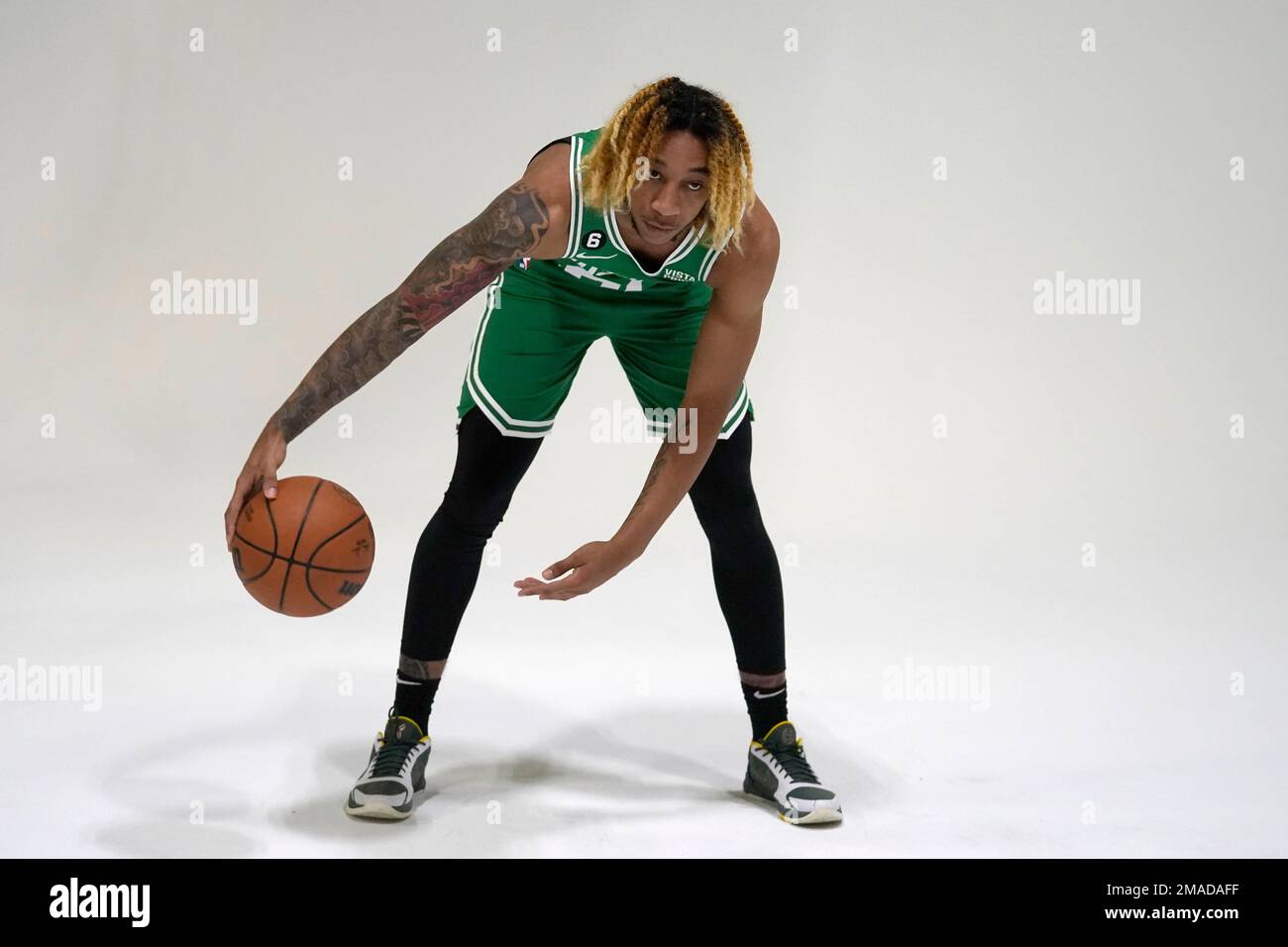 Boston Celtics' JD Davidson poses for a photo during Boston Celtics ...