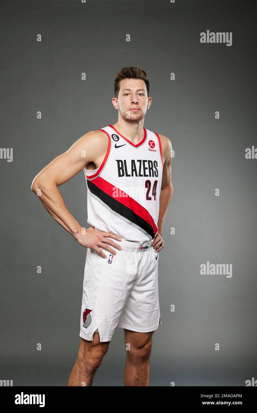 Portland Trail Blazers forward Drew Eubanks poses for a portrait during ...