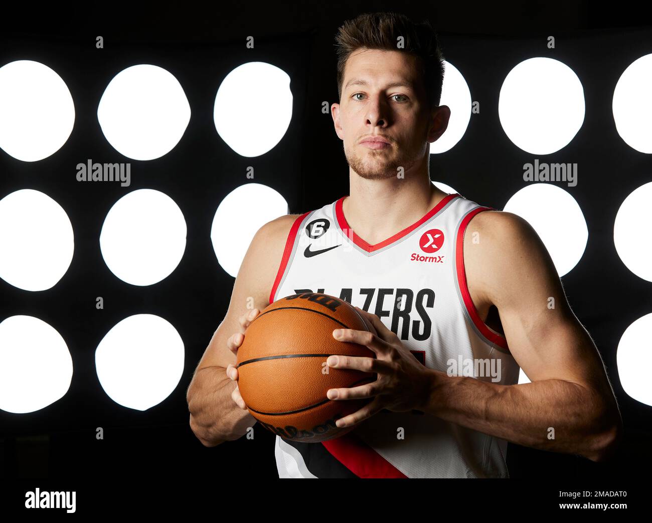 Portland Trail Blazers forward Drew Eubanks poses for a portrait during ...
