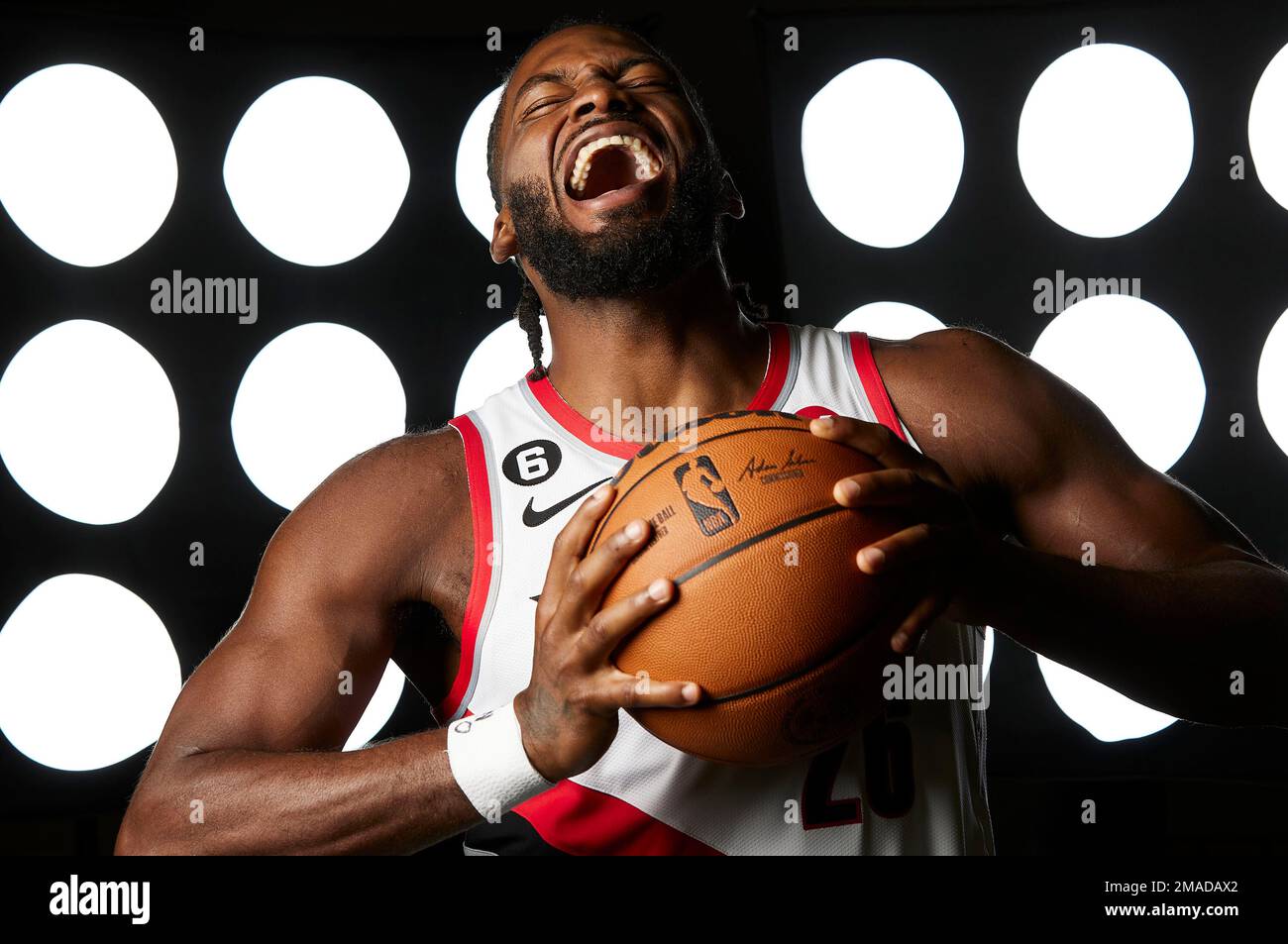 Portland Trail Blazers forward Justise Winslow poses for a portrait ...
