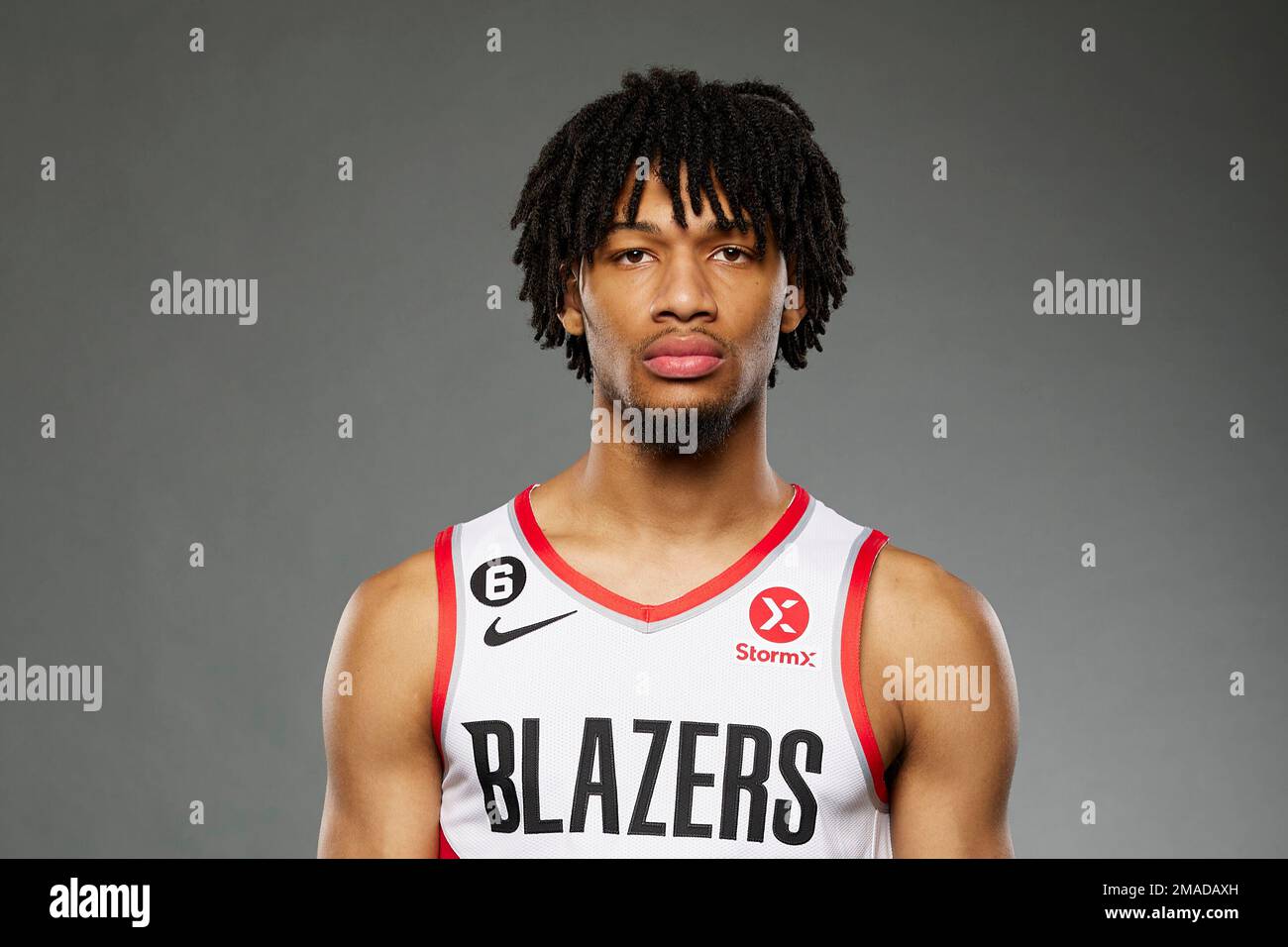 Portland Trail Blazers guard Shaedon Sharpe poses for a portrait during ...