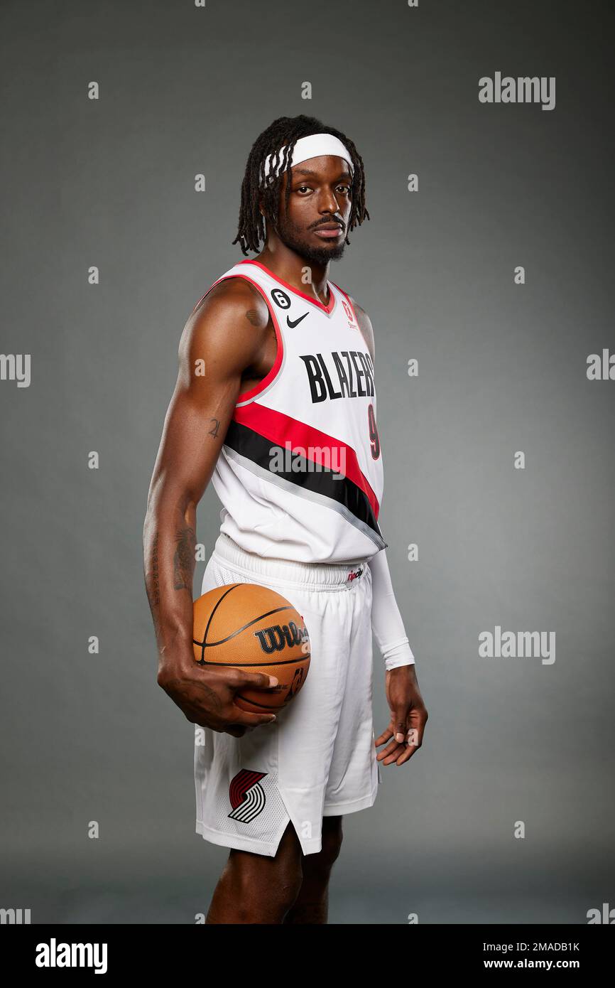 Portland Trail Blazers forward Jerami Grant poses for a portrait during ...