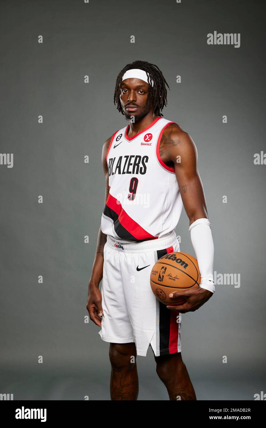 Portland Trail Blazers forward Jerami Grant poses for a portrait during ...