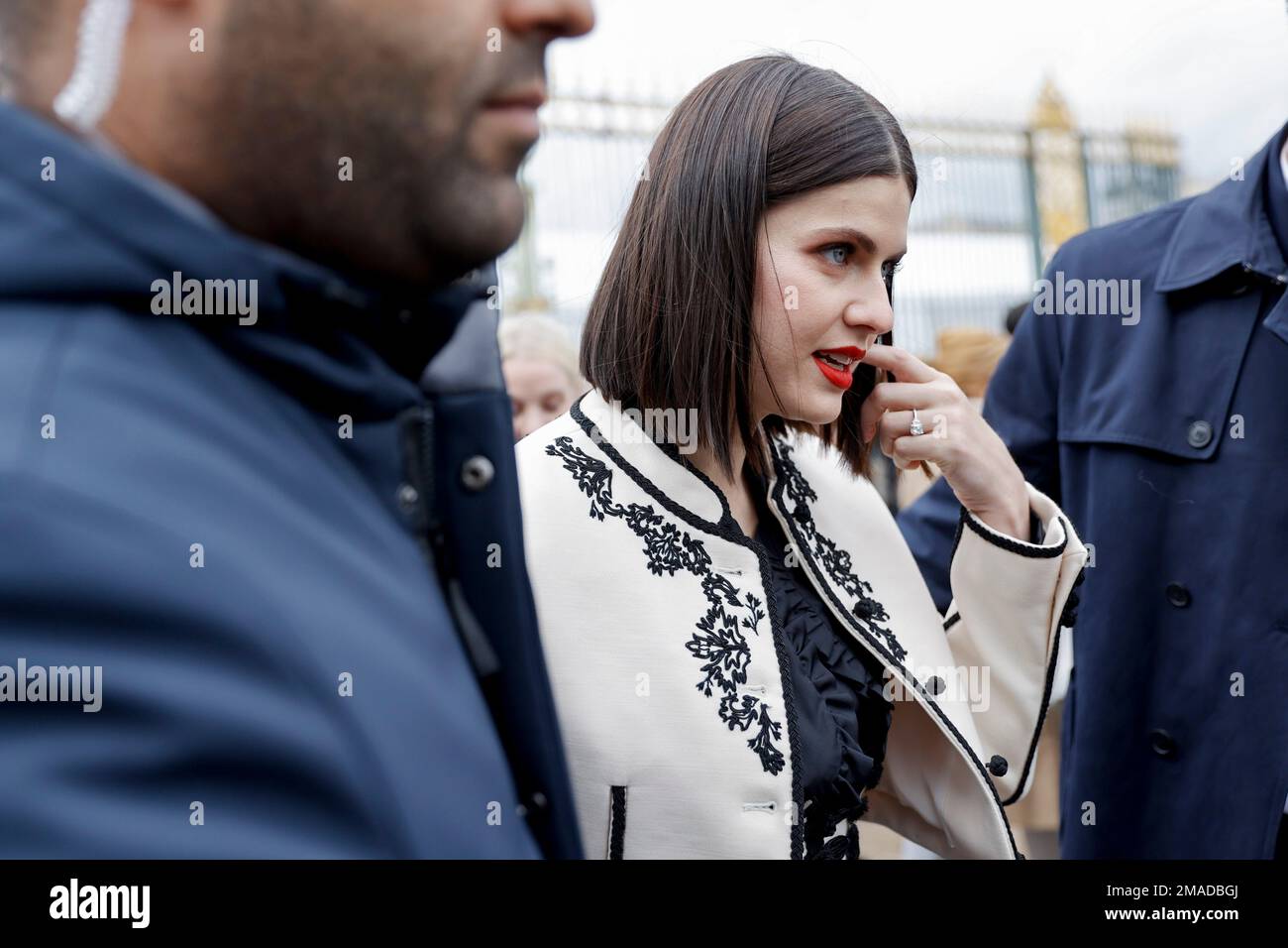 Alexandra Daddario is seen arriving at the Dior ready-to-wear Spring ...