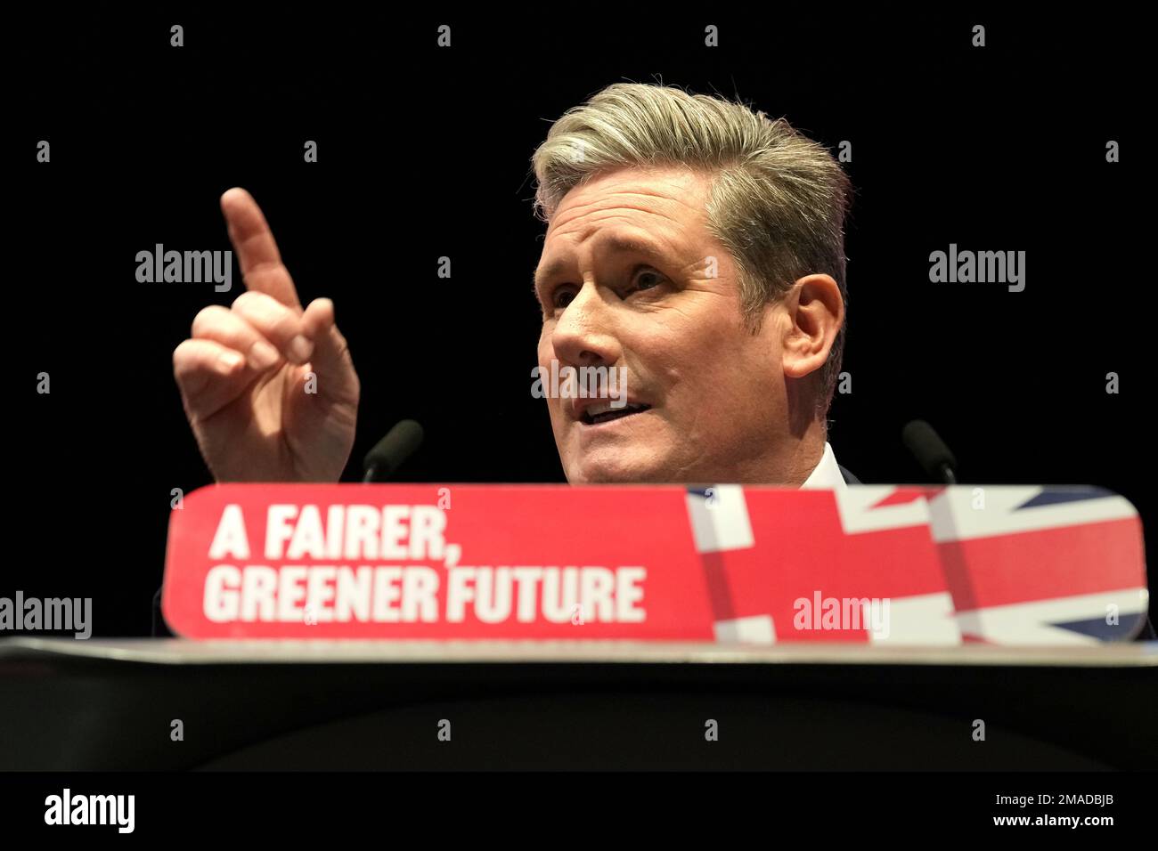 Keir Starmer, the leader of Britain's Labour Party makes his speech at ...