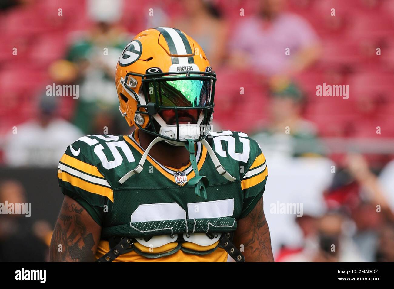 Green Bay Packers cornerback Keisean Nixon (25) warms up during a NFL ...