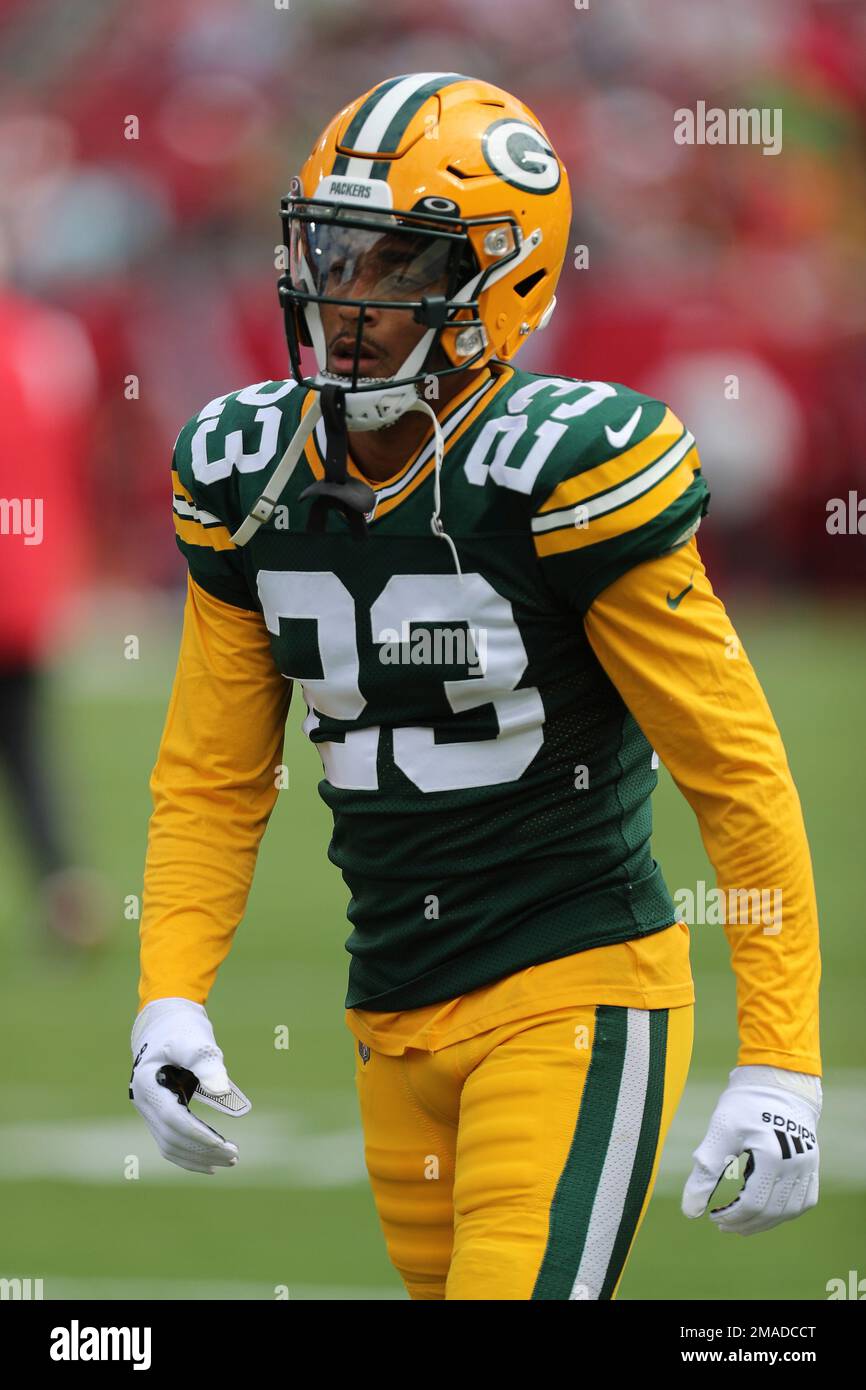 Green Bay Packers cornerback Jaire Alexander (23) waits on the snap ...