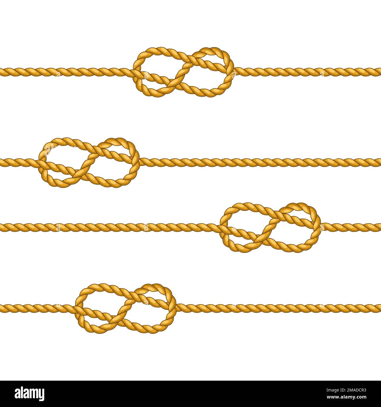 Seamless pattern with jute rope knots. Nautical, fishing and decorative ...