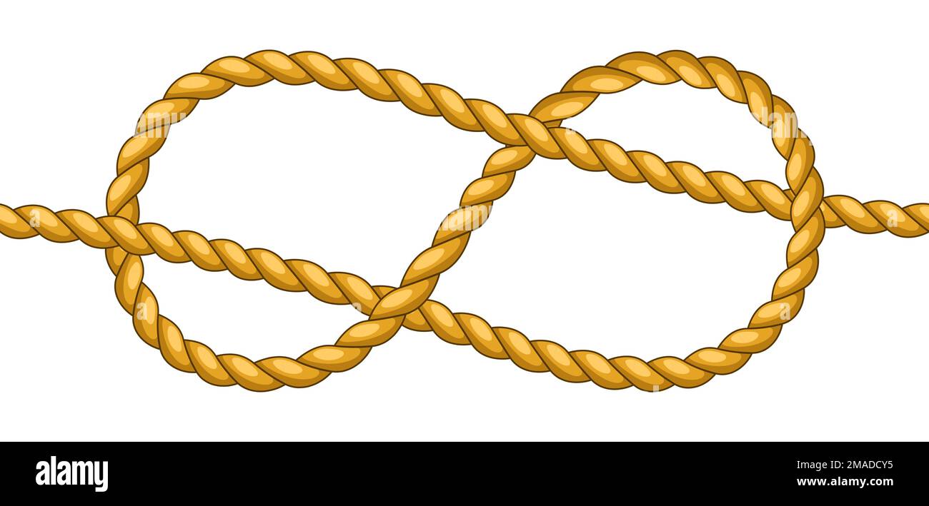 Illustration of jute rope knot. Nautical, fishing and decorative node ...