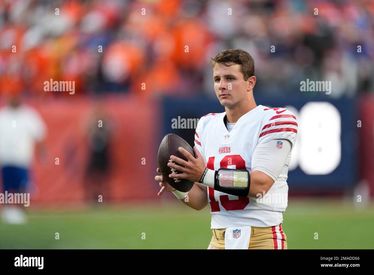 San Francisco 49ers quarterback Brock Purdy (13) an NFL football game ...