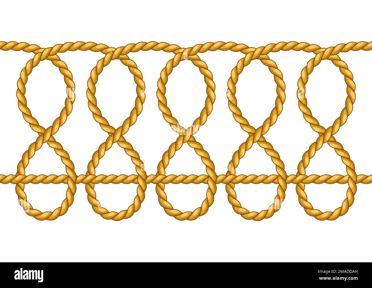 Illustration of jute rope knots. Nautical, fishing and decorative nodes ...