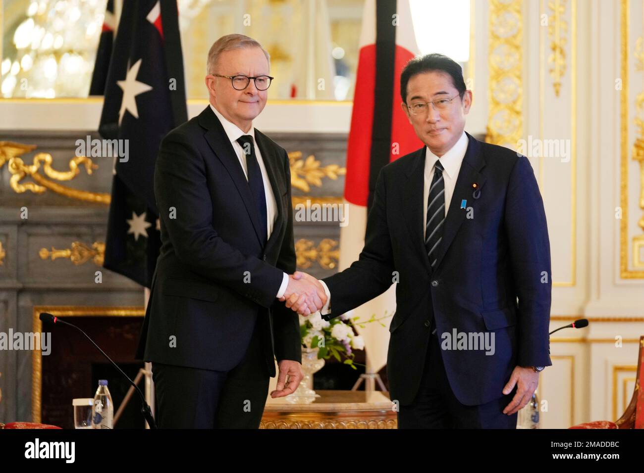 Australian Prime Minister Anthony Albanese, left, poses for a photo ...